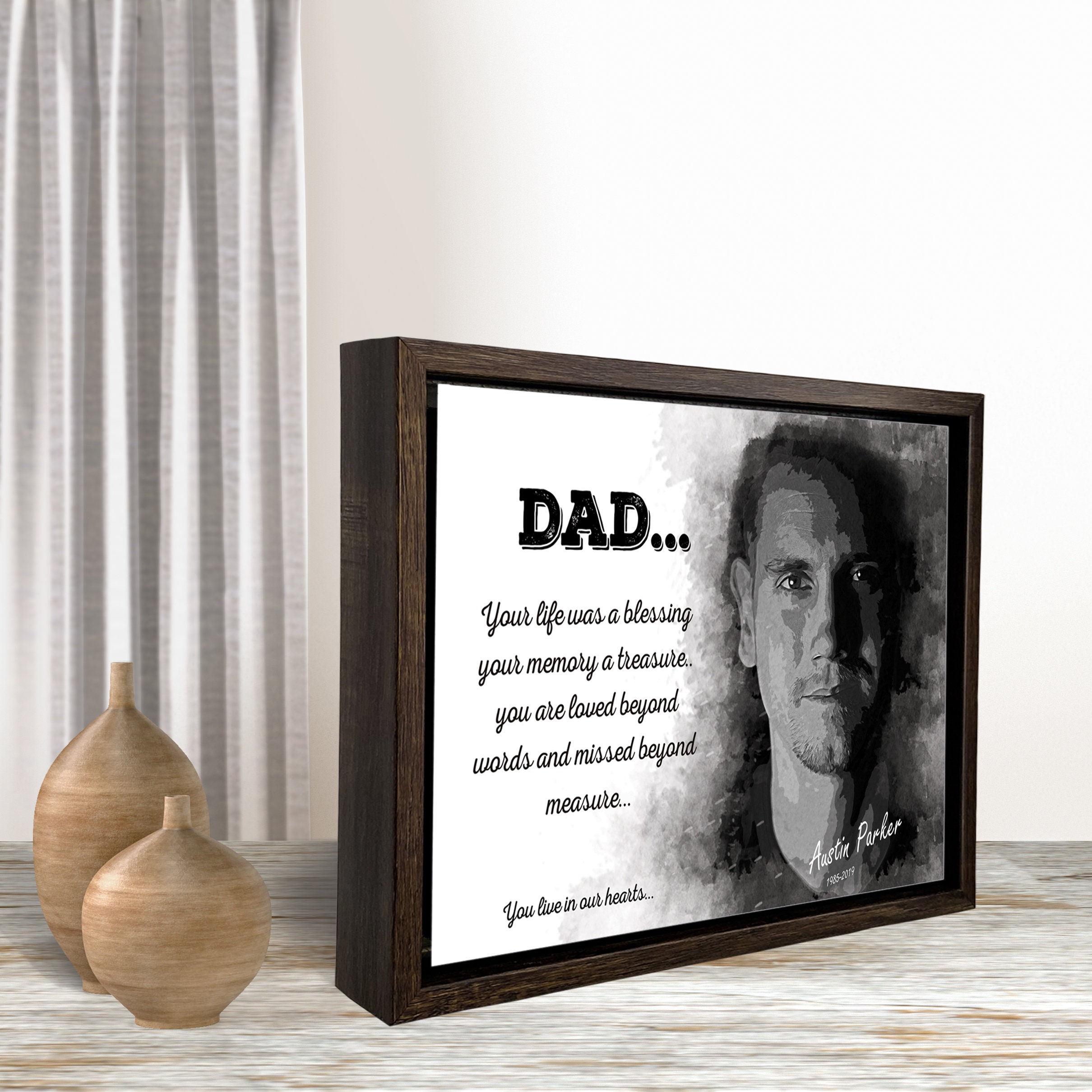 Memorial Watercolor Portrait Dad Memorial Gift Personalised Memorial ...