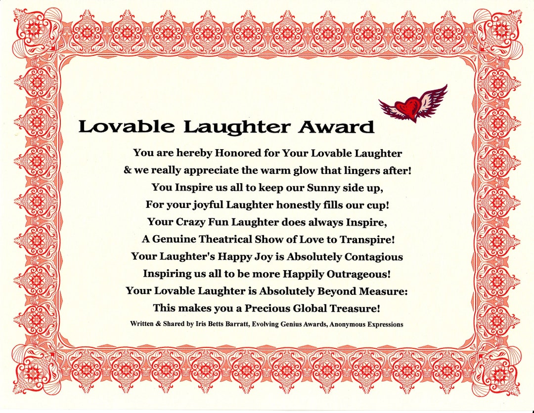 Lovable Laughter Award, Appreciation Award, Student Award, Award Party ...