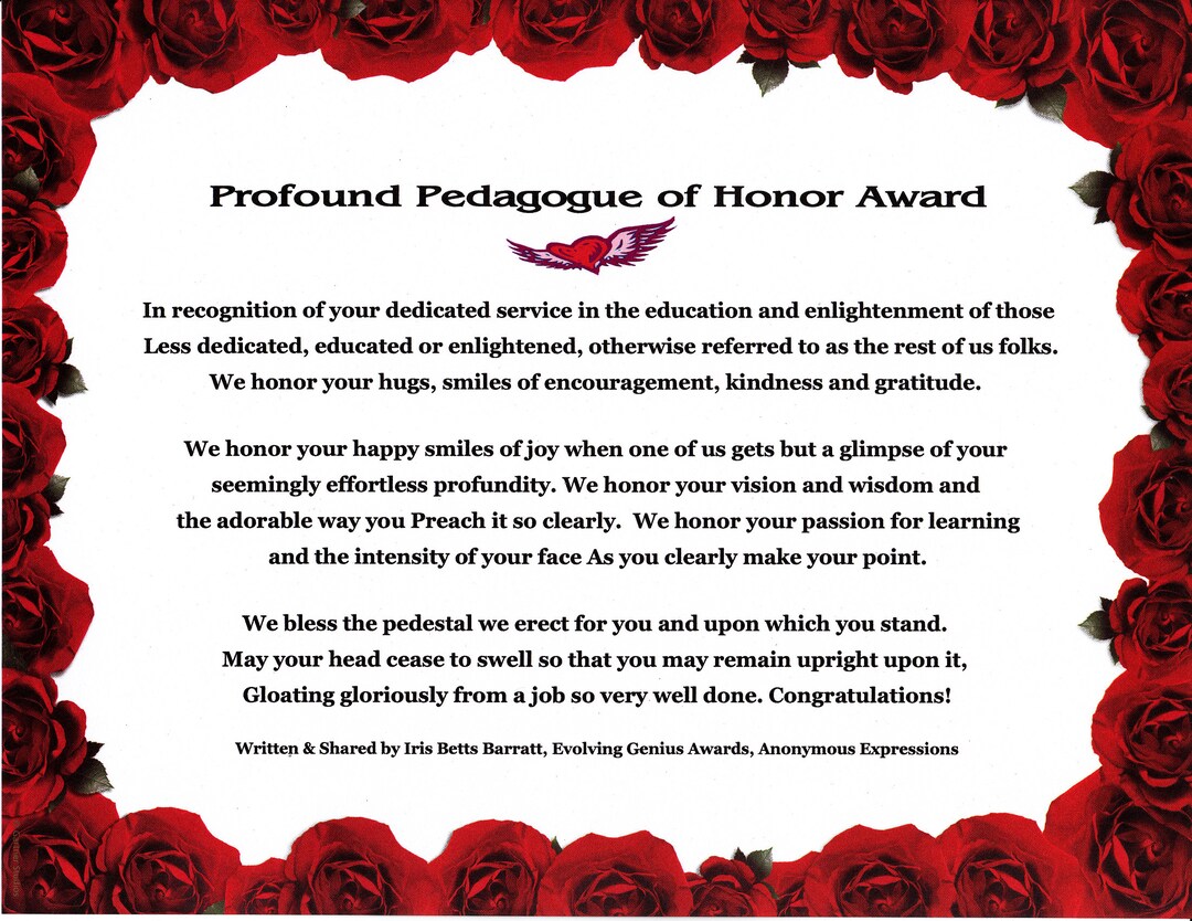 Profound Pedagogue Award, Professor Gift, Counselor Gift, Professors ...