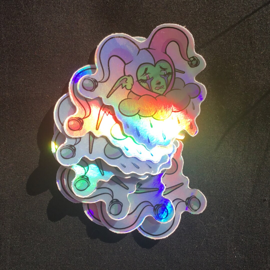 Crying Goblin Jester Girl Holographic Stickers - Etsy