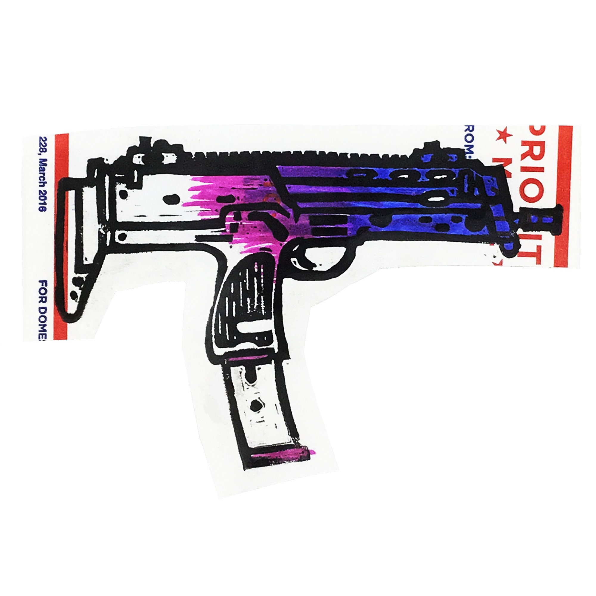 Submachine Gun SMG Linocut Graffiti Slap Stickers Combo Pack - Etsy