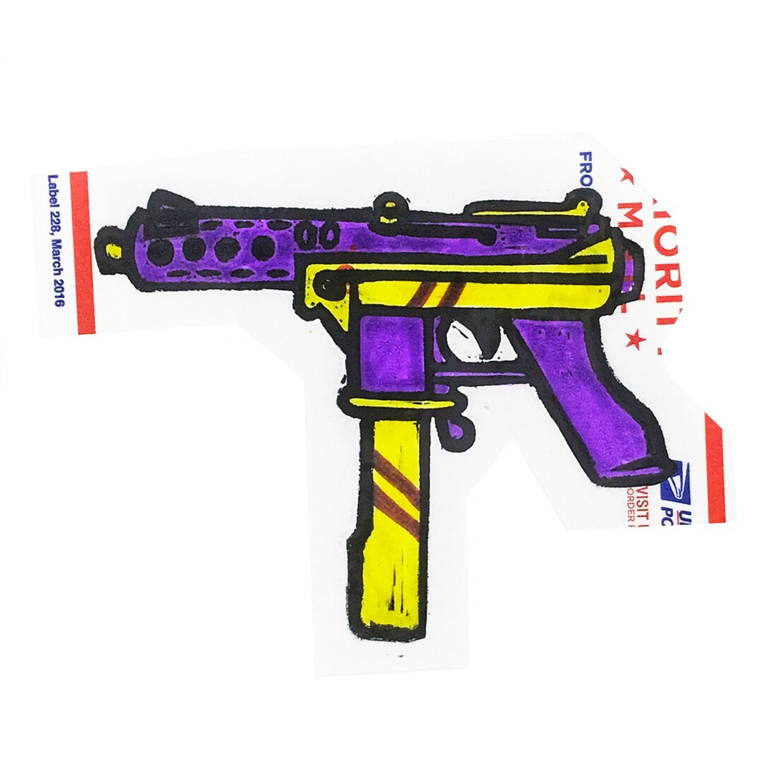 Submachine Gun SMG Linocut Graffiti Slap Stickers Combo Pack - Etsy