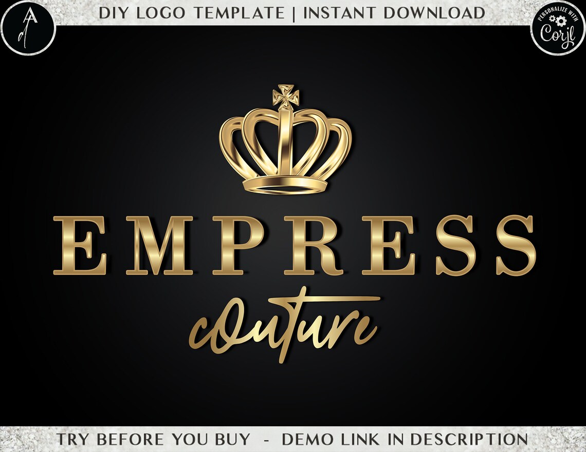 Gold Logo Crown Logo Metallic Logo Empress Queen Princess - Etsy