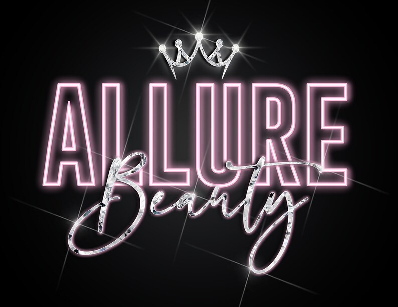 Pink Neon Logo Crown Logo Queen Logo Beauty Salon Logo - Etsy