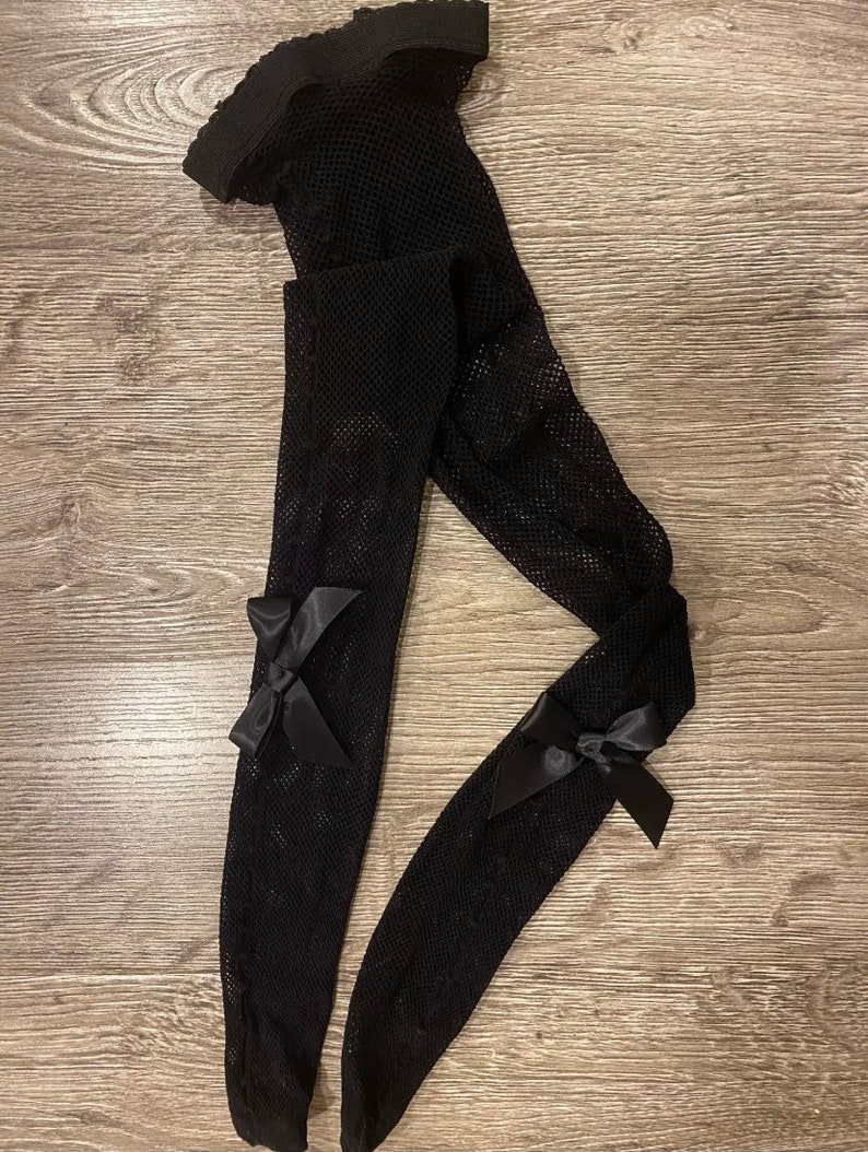 Black Bow Fishnet Tights Back Seam Festival Fishnet Pantyhose - Etsy UK