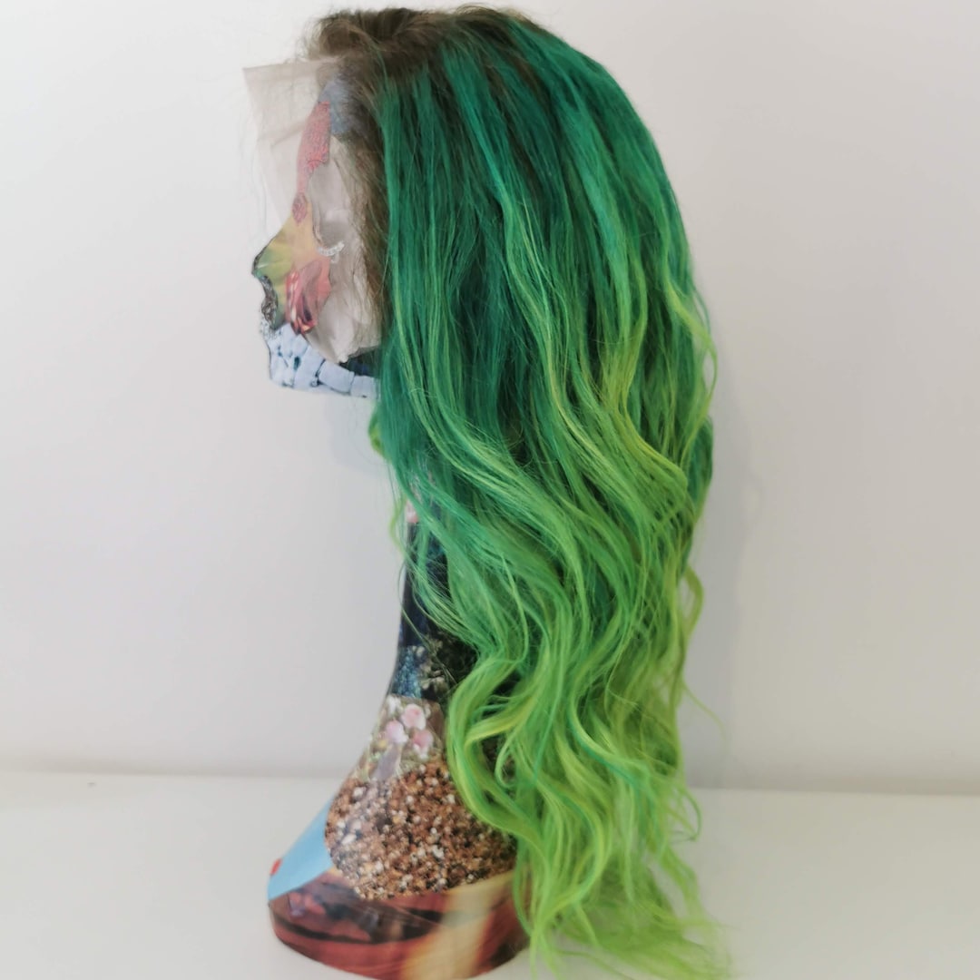Green Envy Custom Made Natural Colour Root Dark Green Light Green Ombre ...