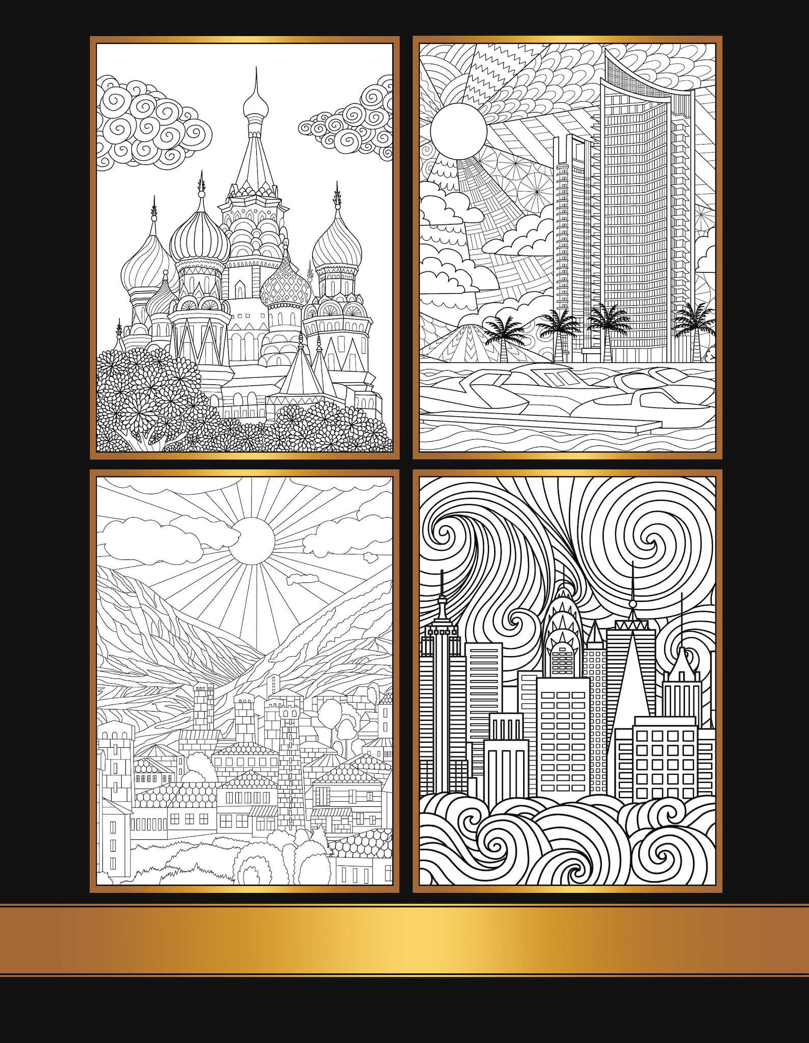 Printable Cityscapes Coloring Pages Coloring Book For Adults Etsy