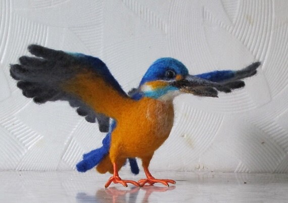 Bird Made of Wool Kingfisher Bird Made by Hands Felted Bird - Etsy