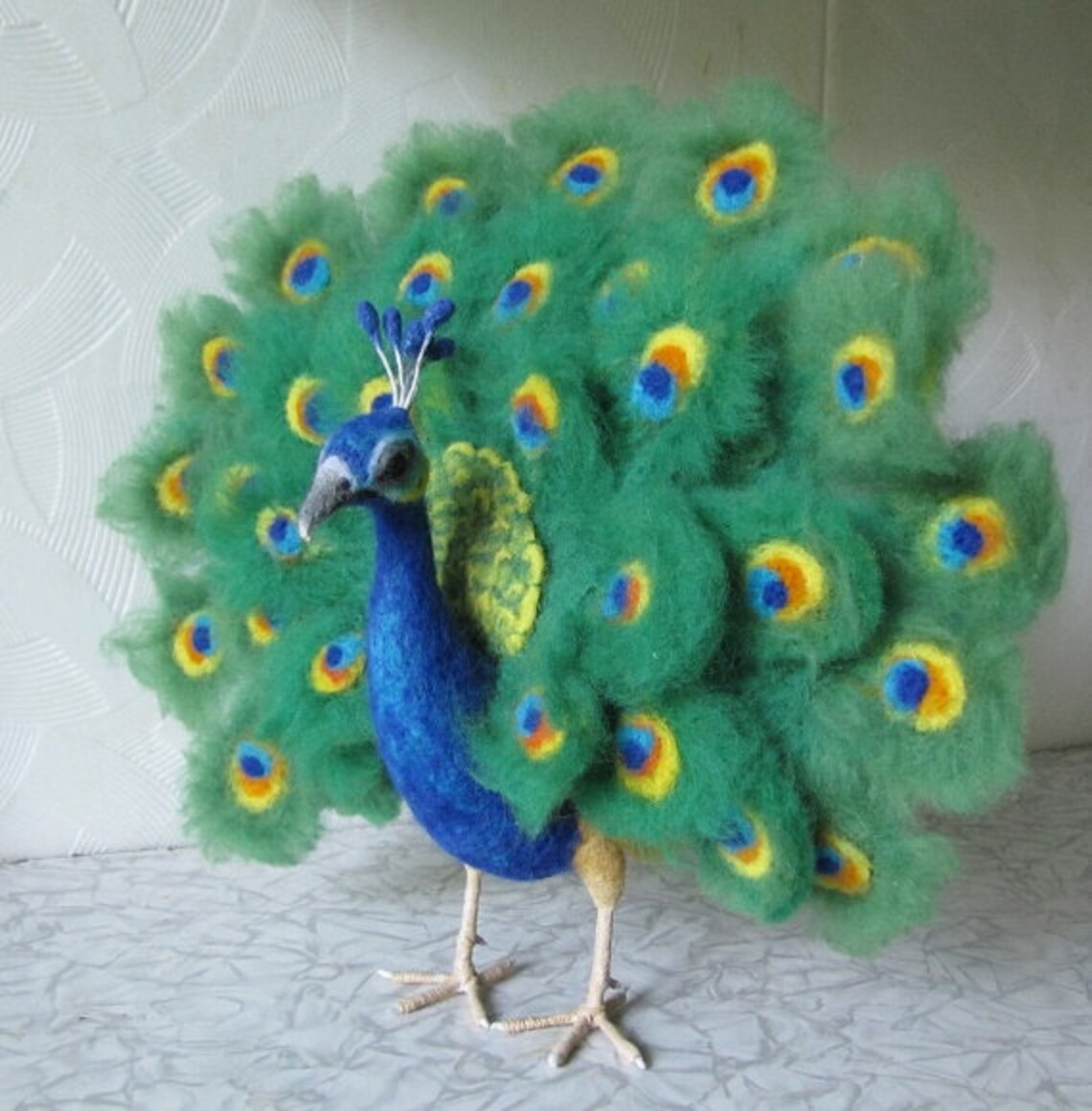 Peacock Peacock-symbol of Beauty Felt Peacock Felted Bird | Etsy