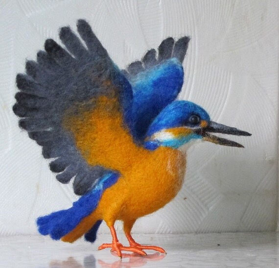 Bird Made of Wool Kingfisher Bird Made by Hands Felted Bird - Etsy