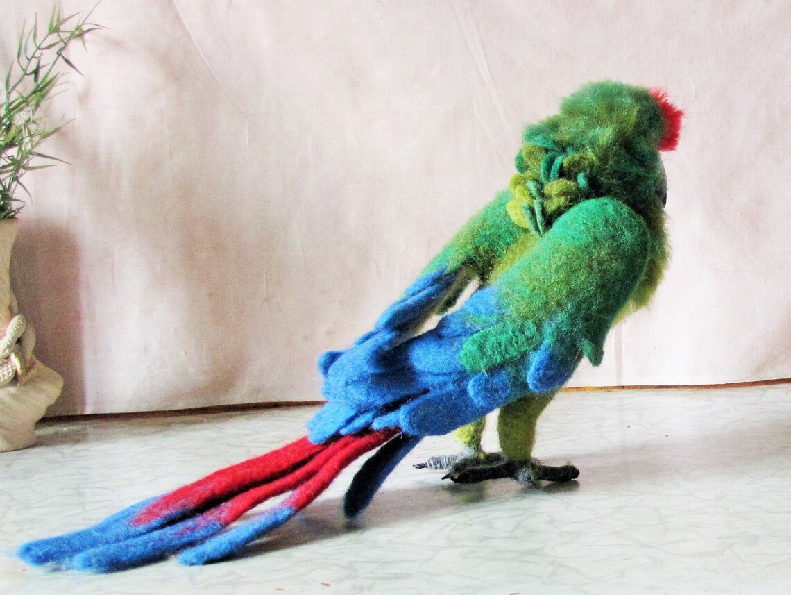 Felt Parrot Macaw Bird Made of Wool for Interior - Etsy