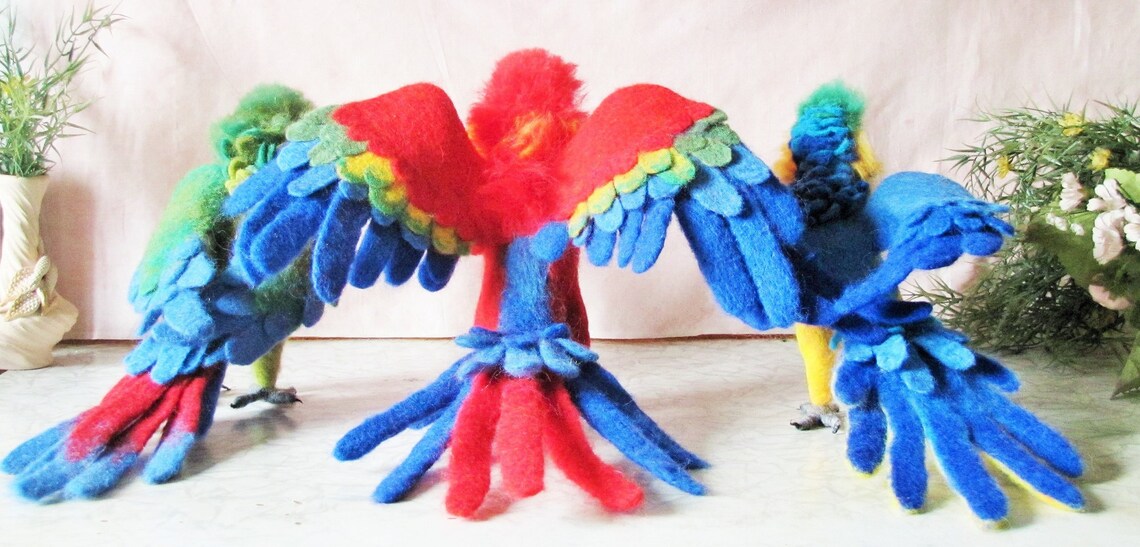 Felt Parrot Macaw Bird Made of Wool for Interior - Etsy
