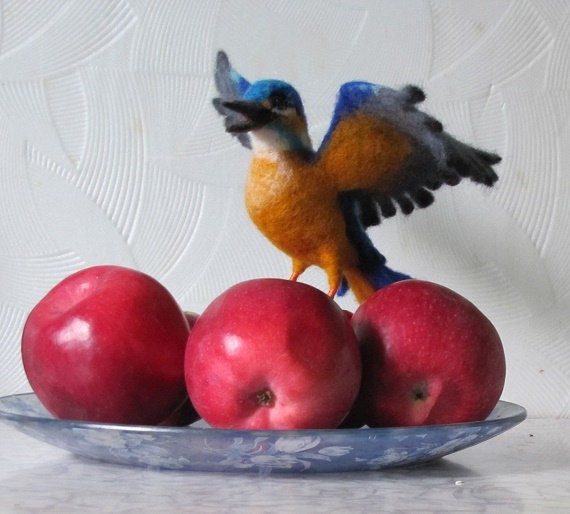 Bird Made of Wool Kingfisher Bird Made by Hands Felted Bird - Etsy