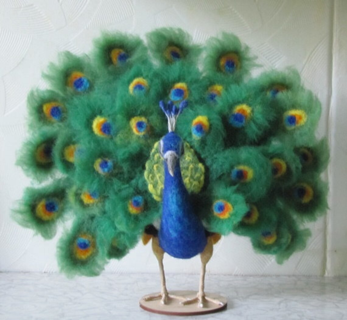 Peacock Peacock-symbol of Beauty Felt Peacock Felted Bird | Etsy