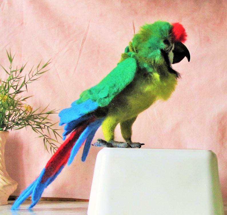 Felt Parrot Macaw Bird Made of Wool for Interior - Etsy