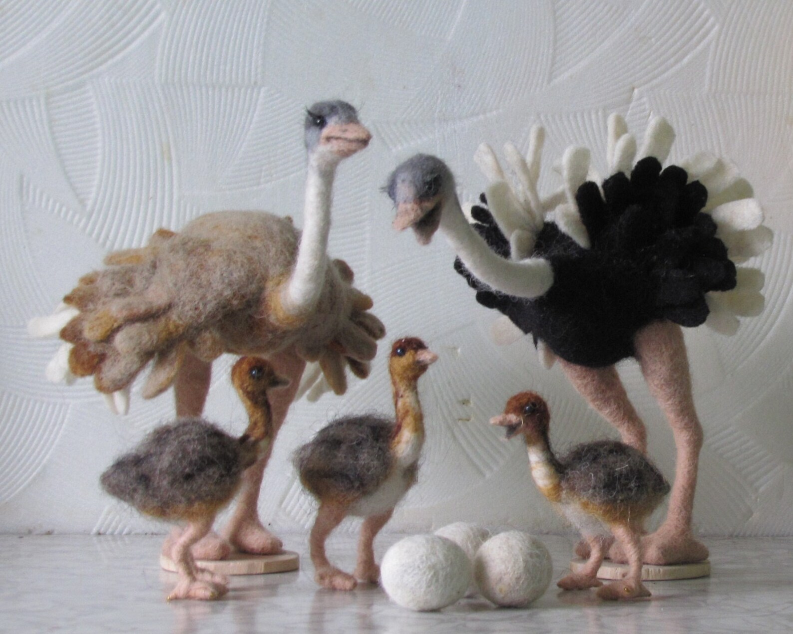 Ostrich Family. Felted Ostriches Made of Wool - Etsy