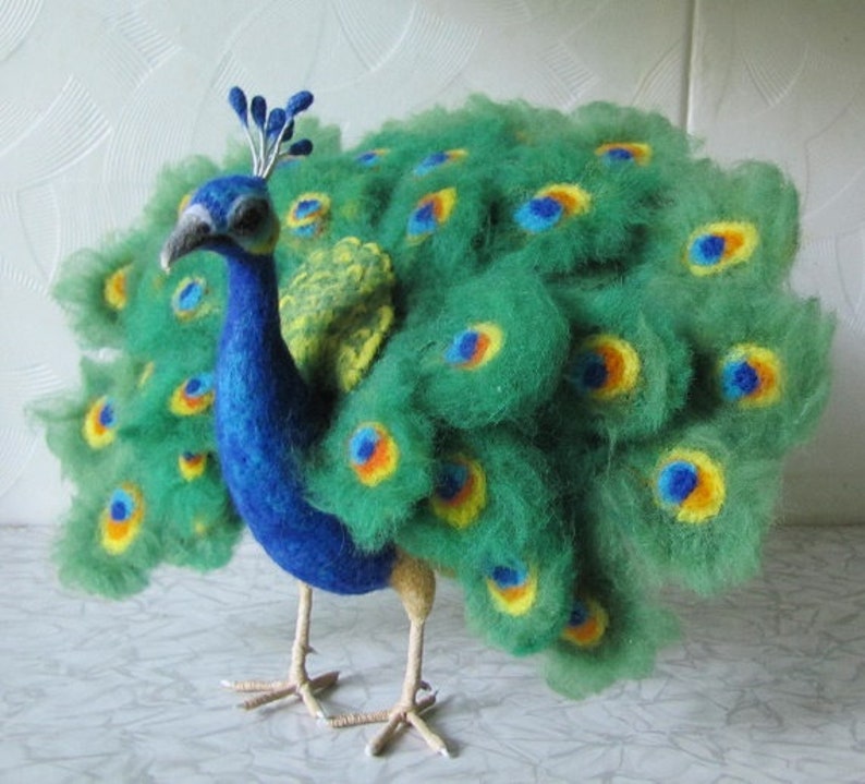 Peacock Peacock-symbol of Beauty Felt Peacock Felted Bird | Etsy