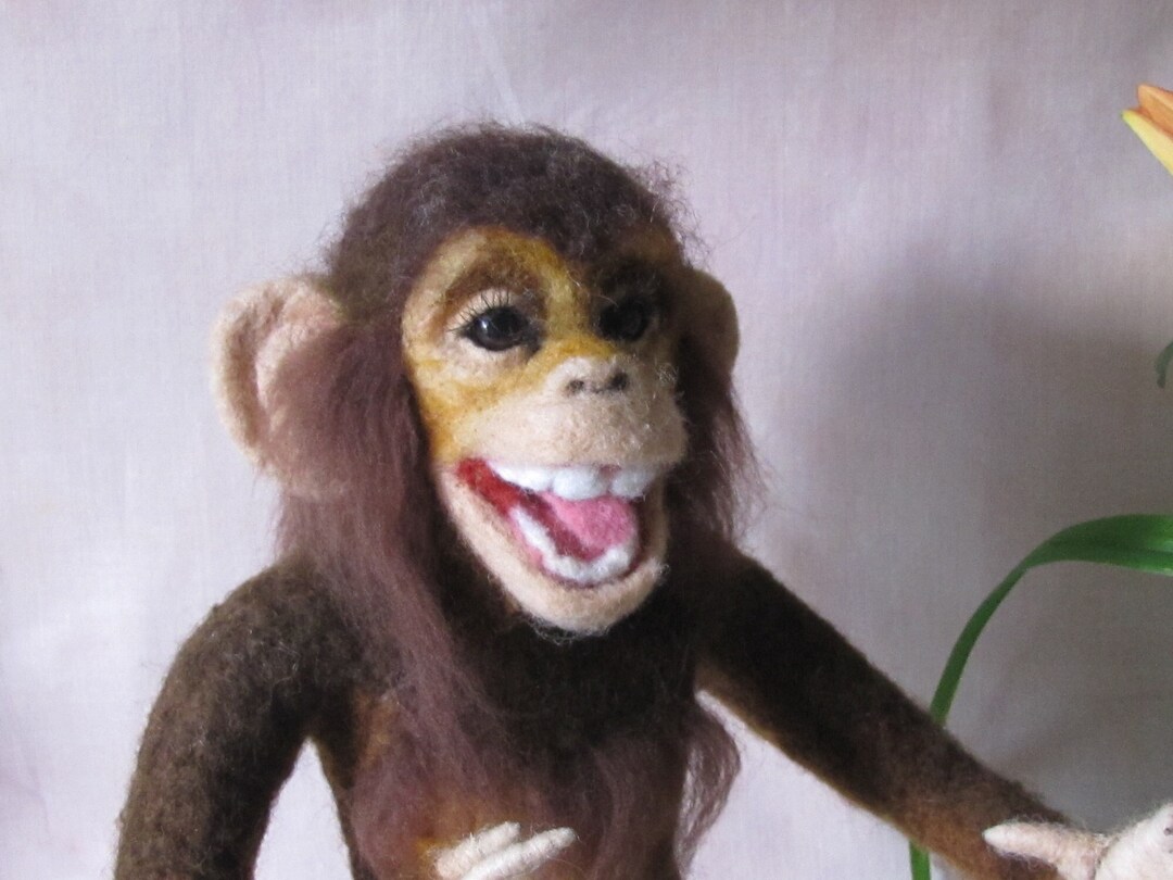 Monkey Made of Felted Wool From Felt Animals Woolen Figures From Felt ...