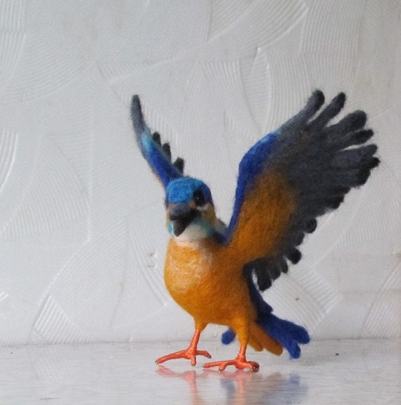 Bird Made of Wool Kingfisher Bird Made by Hands Felted Bird - Etsy