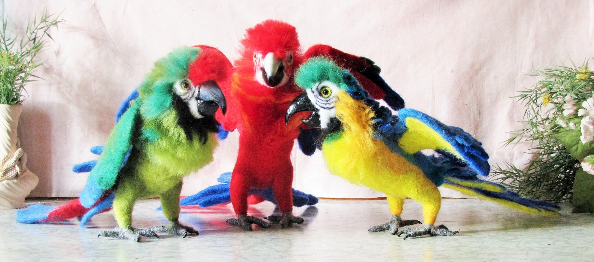 Felt Parrot Macaw Bird Made of Wool for Interior - Etsy