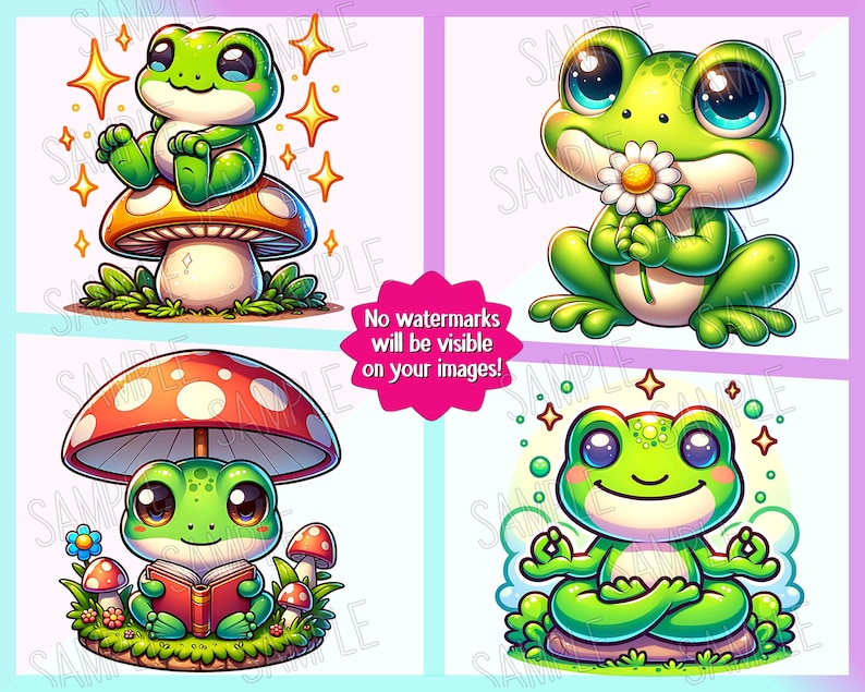 Cute Frog Cartoon Clipart PNG Bundle | Summer Frog Clipart | Tropical ...