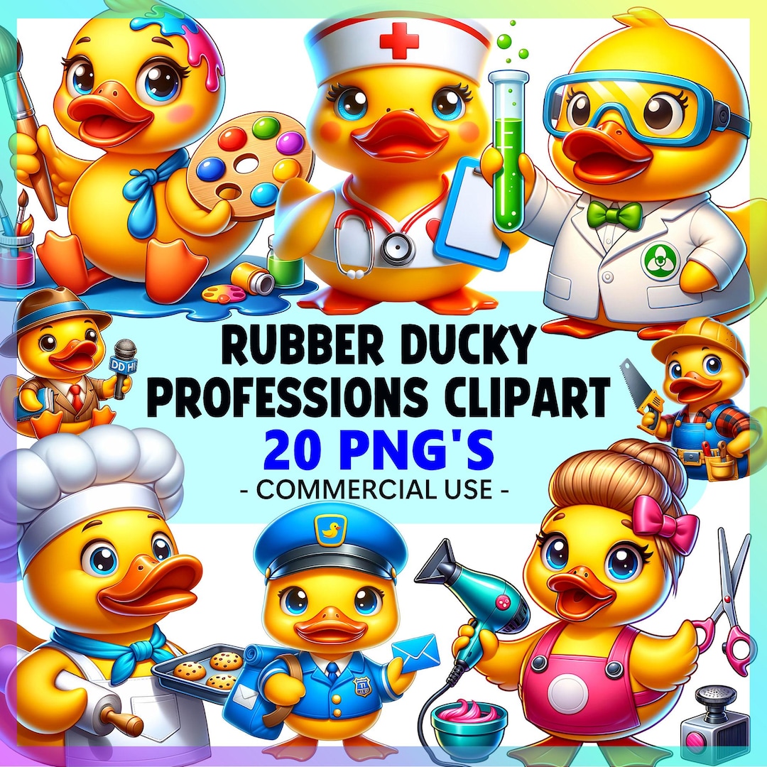 Rubber Duck Professions Clipart PNG Bundle | Cruising Ducks | Animal ...