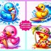 Cute Summer Watercolor Rubber Duck Clipart Bundle | Cruising Ducks PNG ...