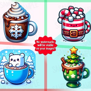 Cute Festive Hot Cocao Clipart Bundle | Christmas PNG | Cartoon Clipart ...