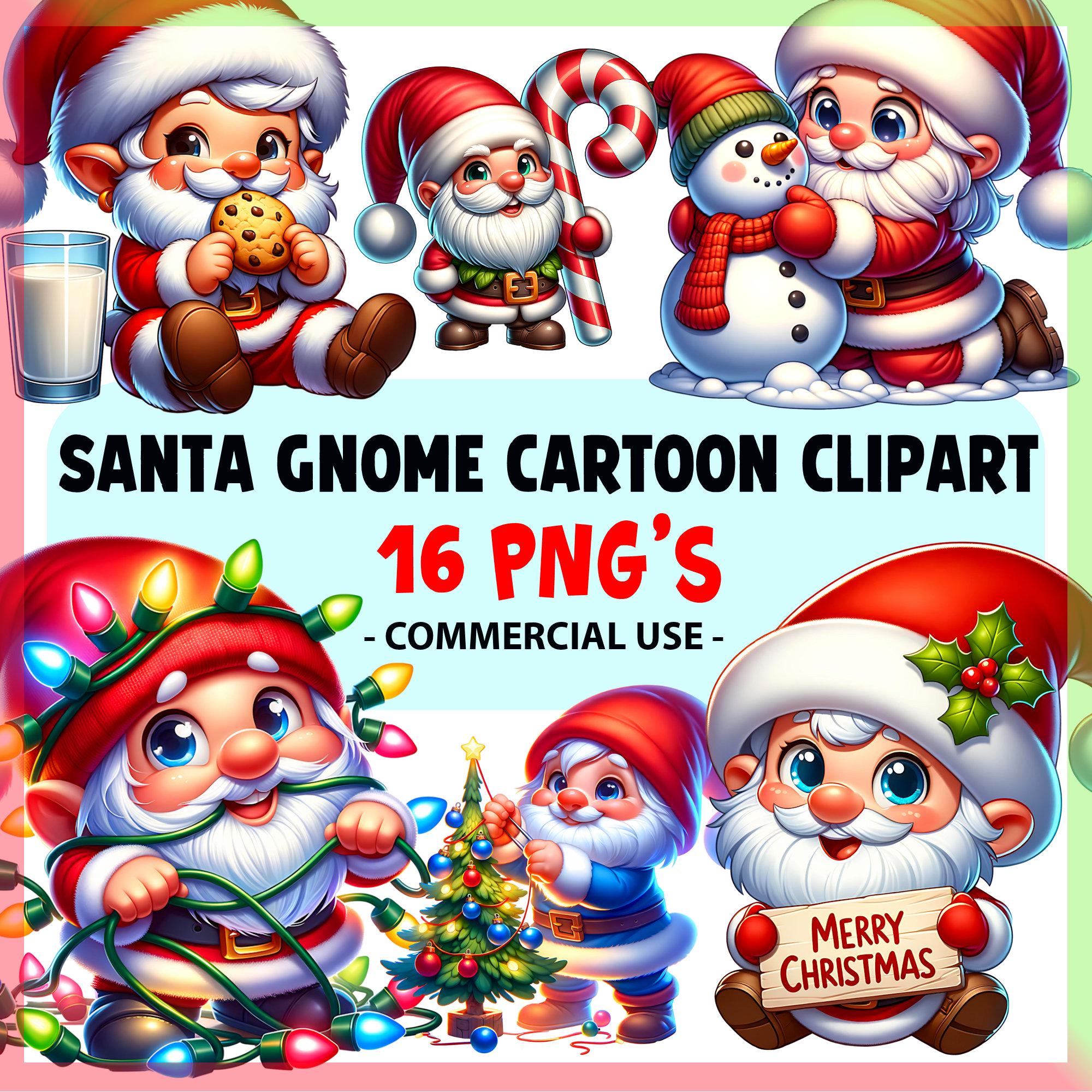 Christmas Santa Gnome Clipart Bundle | Christmas PNG | Cartoon Clipart ...