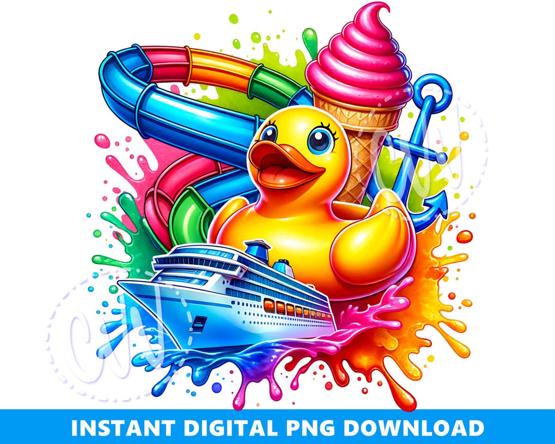 Ducks and Ice Cream Cruise Instant Download File PNG | Watercolor ...