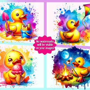 Cute Summer Watercolor Rubber Duck Clipart Bundle | Cruising Ducks PNG ...