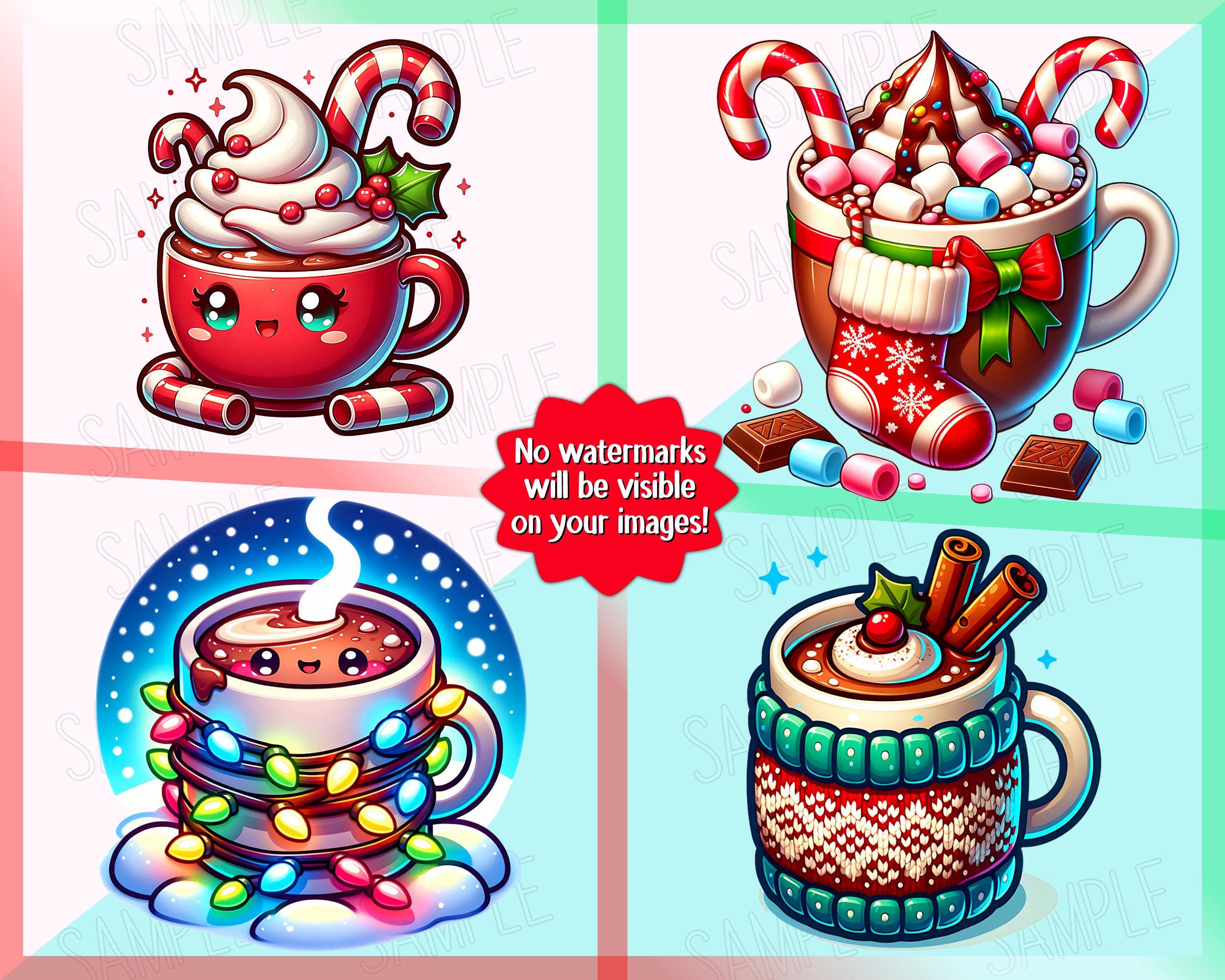 Cute Festive Hot Cocao Clipart Bundle | Christmas PNG | Cartoon Clipart ...