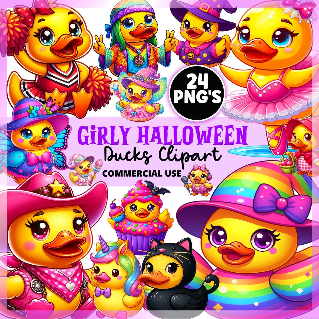 Girly Halloween Rubber Duck Clipart | 24 Cute Duck Pngs in Costumes ...