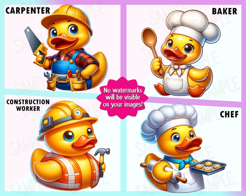 Rubber Duck Professions Clipart PNG Bundle | Cruising Ducks | Animal ...