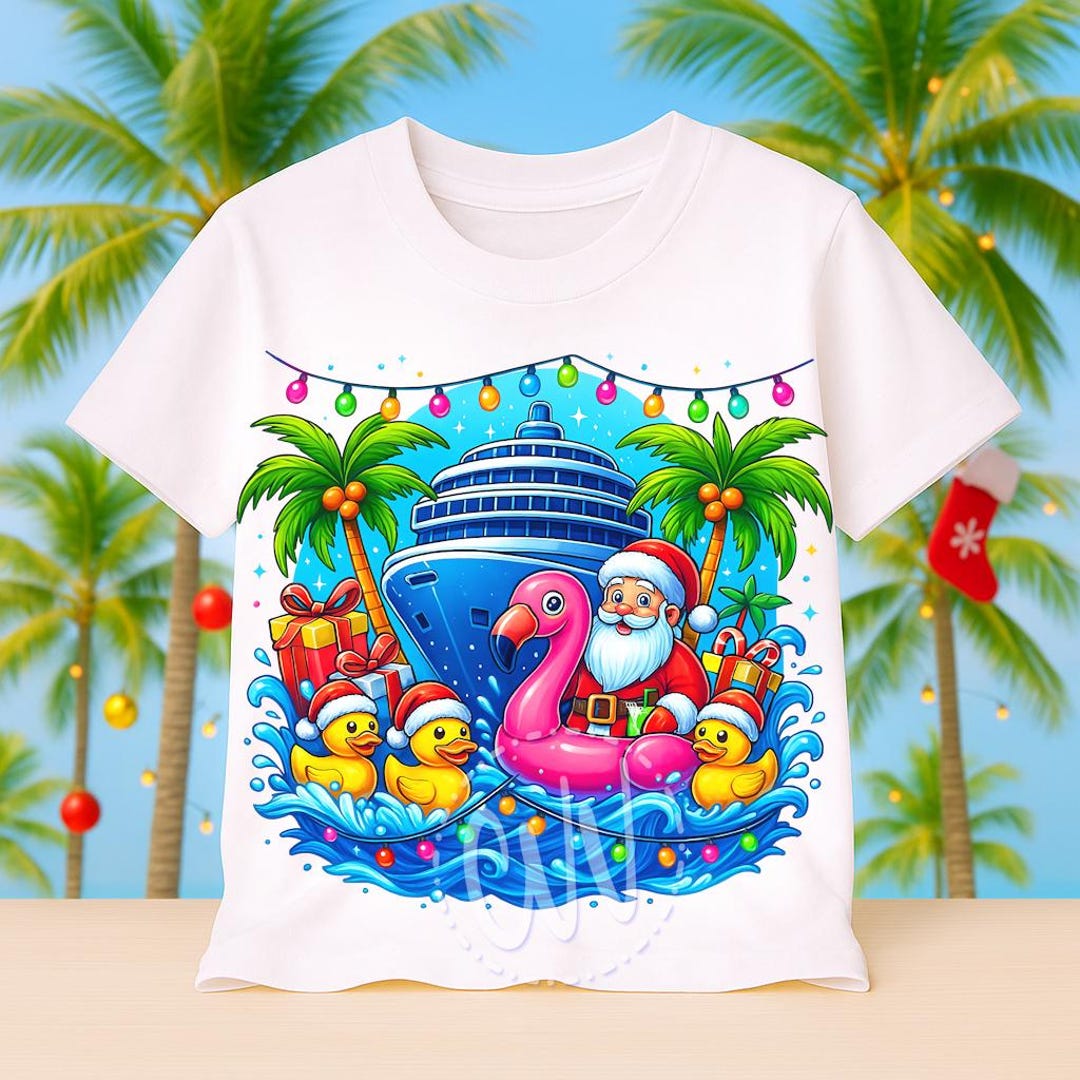 Christmas Cruise PNG – Santa With Flamingo, Rubber Ducks, Palm Trees ...