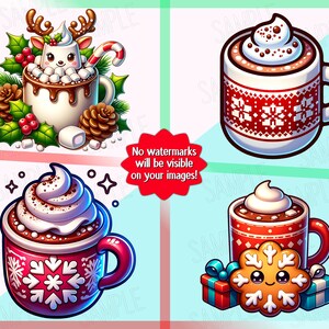 Cute Festive Hot Cocao Clipart Bundle | Christmas PNG | Cartoon Clipart ...