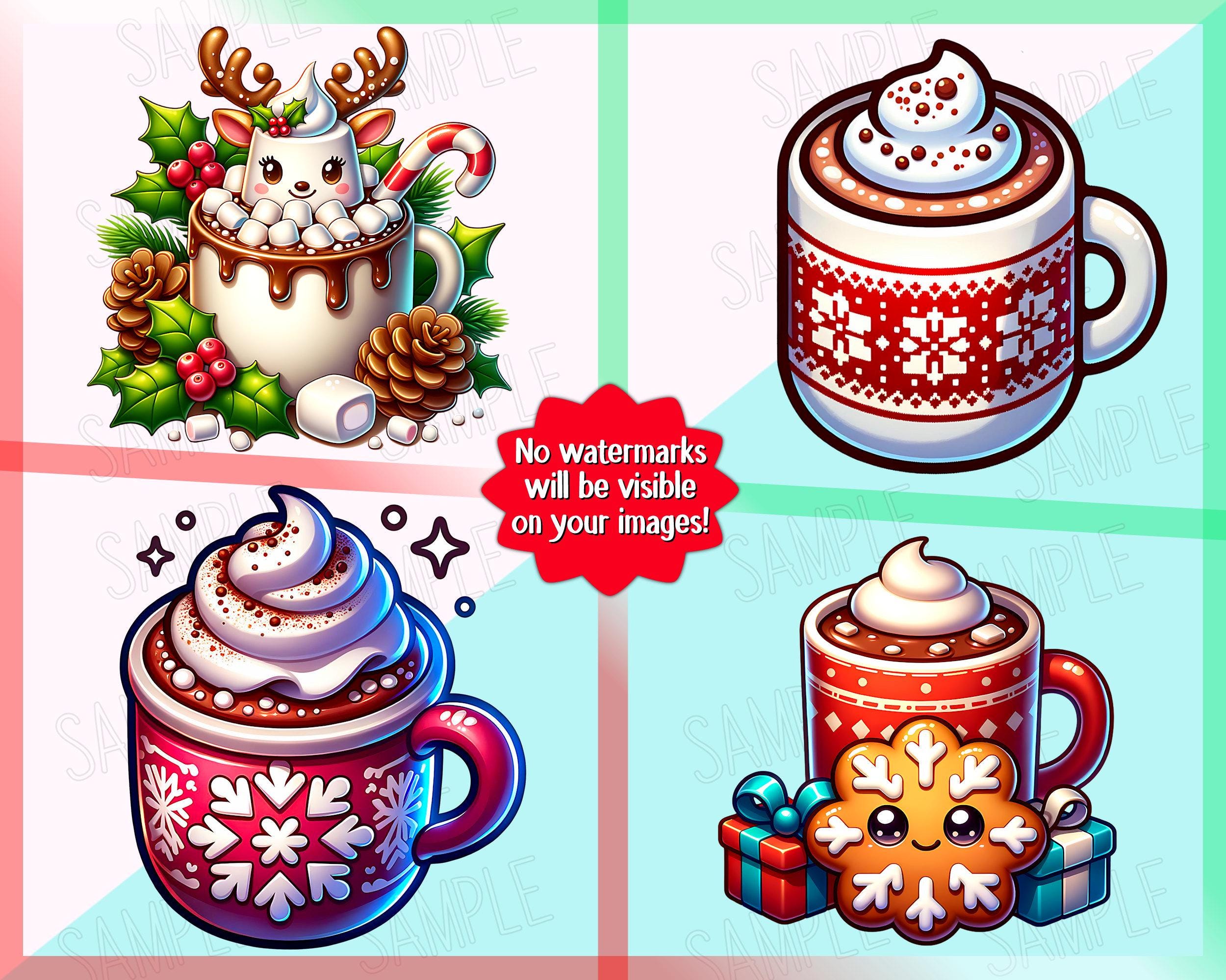 Cute Festive Hot Cocao Clipart Bundle | Christmas PNG | Cartoon Clipart ...