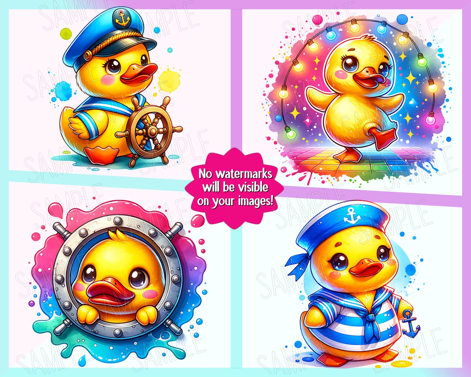 Cruise Ducks Clipart PNG Bundle | Cute Summer Duck Clipart | Tropical ...