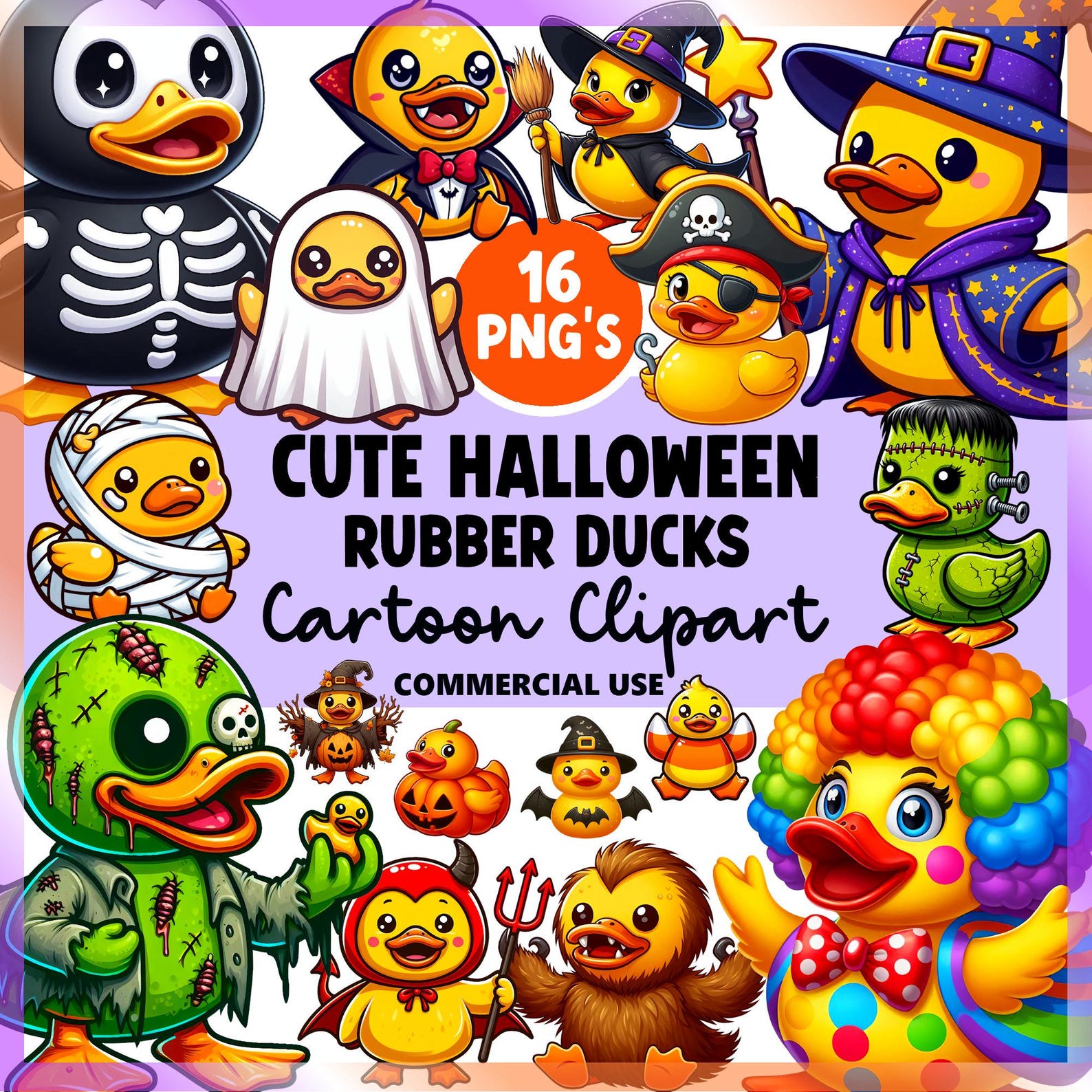 Halloween Cruise Duck PNG Clipart Bundle | Cute Rubber Ducks in ...