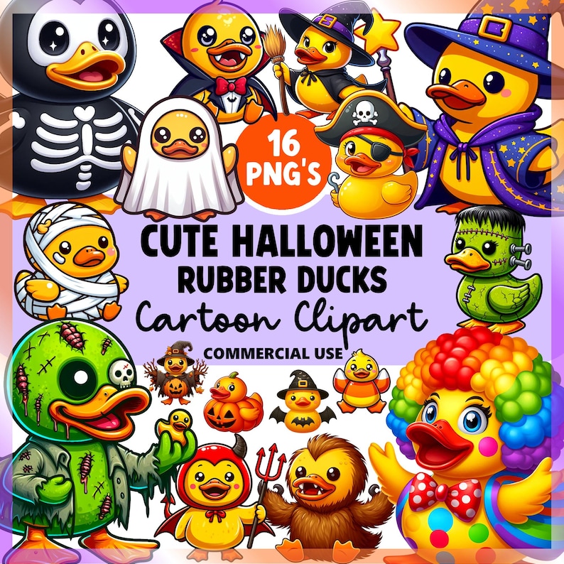 Halloween Cruise Duck PNG Clipart Bundle | Cute Rubber Ducks in ...