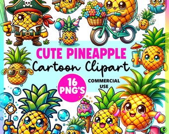 Kawaii Pineapple Clipart, Cute Pineapples Clip Art, Faces Expression ...