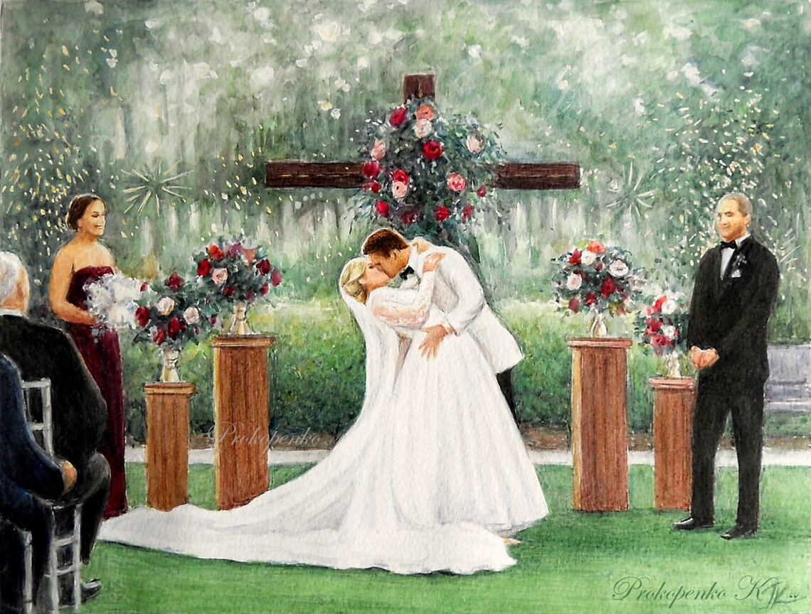 Custom Wedding Painting from photo Watercolor HAND PAINTED | Etsy