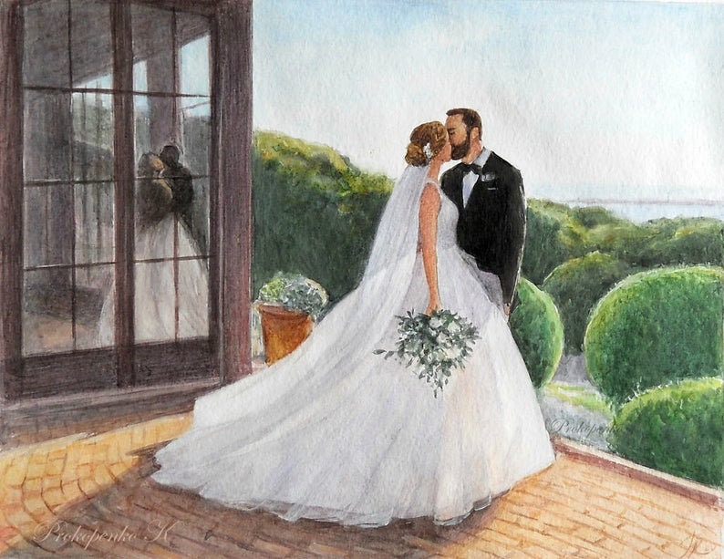 Custom Wedding Painting from photo HAND PAINTED Watercolor | Etsy