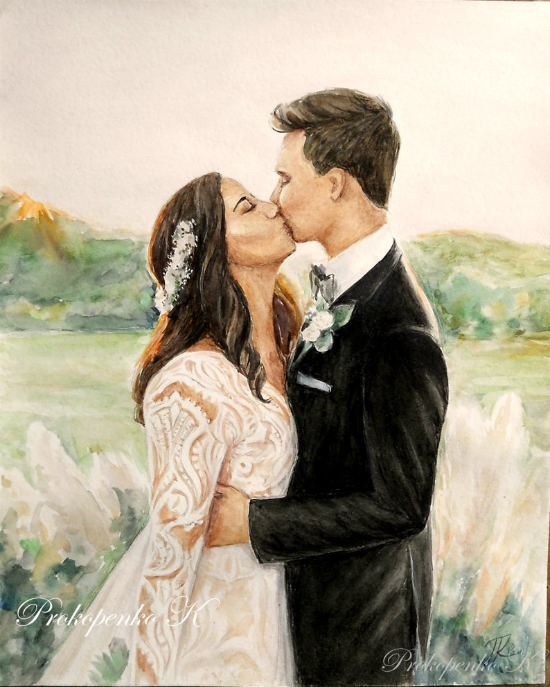 Custom Wedding Painting From Photo Watercolor HAND PAINTED - Etsy