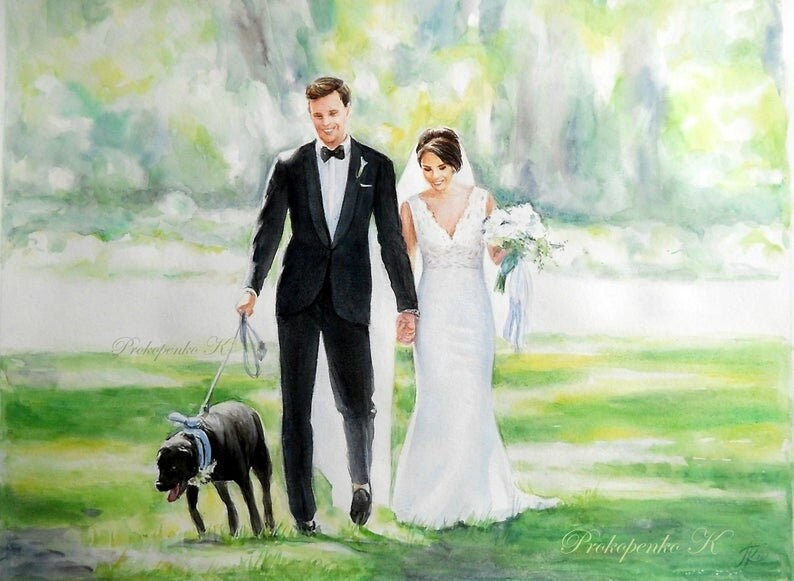 Watercolor Wedding Portrait Painting Custom HAND PAINTED - Etsy