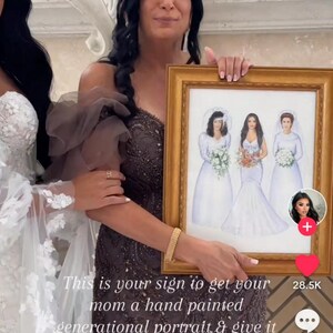 Mother of the Bride Gift Generational Wedding Portrait Illustration ...