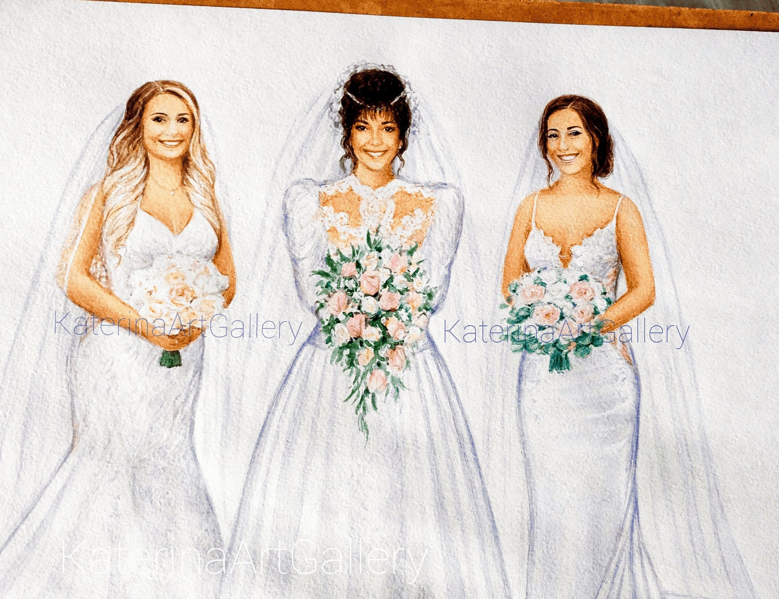Custom Generational Wedding Portrait Illustration Generation - Etsy
