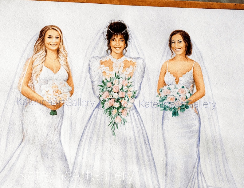 Custom Generational Wedding Portrait Illustration Generation - Etsy