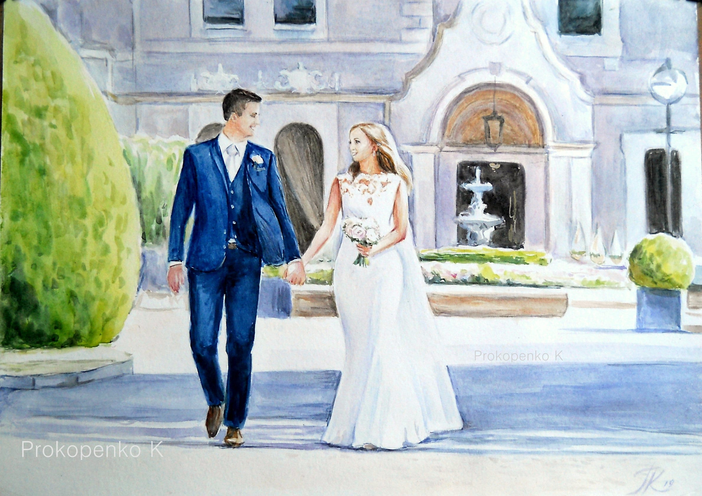 Custom Wedding Painting from photo HAND PAINTED Watercolor | Etsy