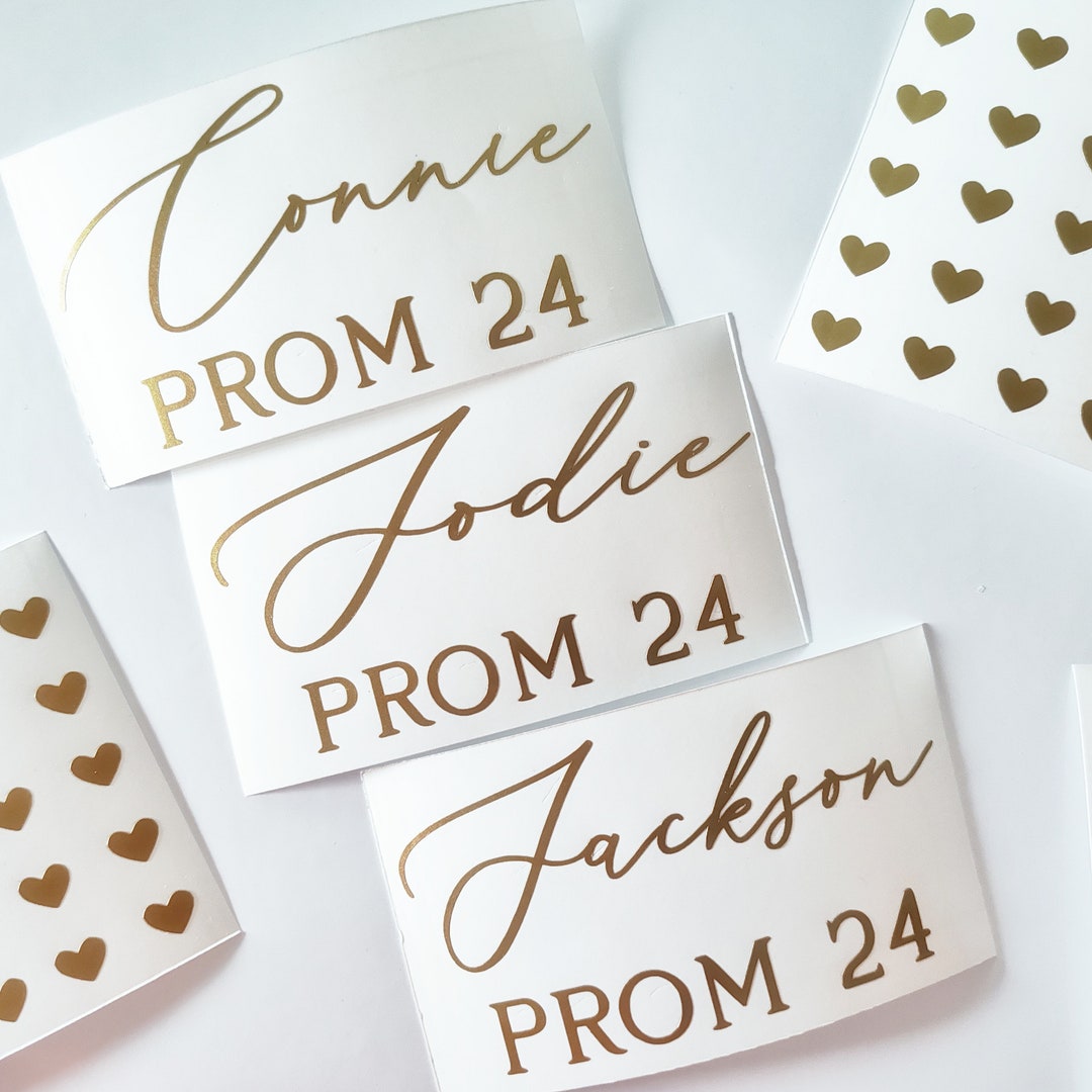 Prom 2024 Decals for Glasses, High Quality Elegant Font, Personalised ...